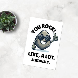 You Rock Greeting Card, Smiling Rock With Sunglasses, Digital Download ...
