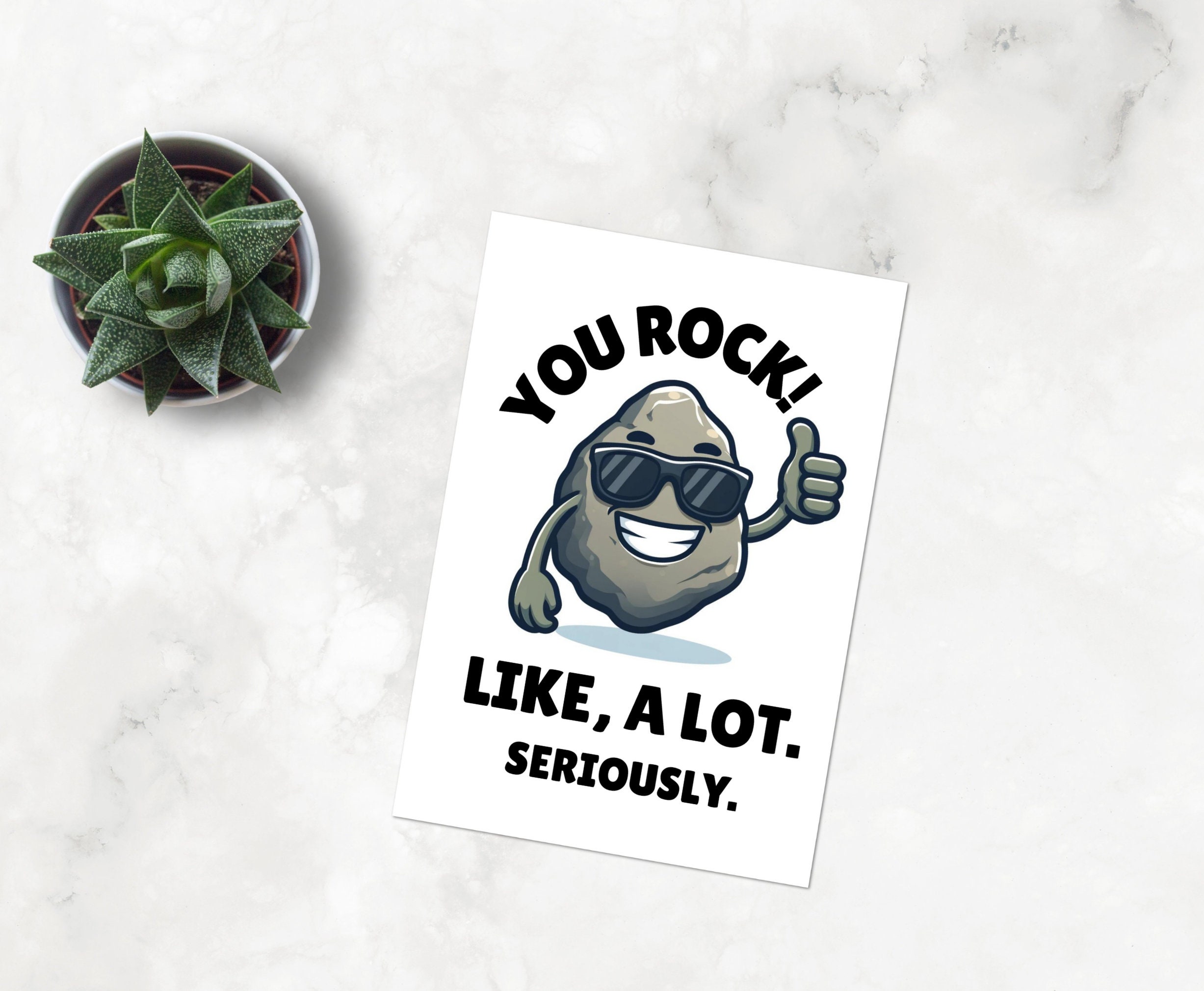You Rock Greeting Card, Smiling Rock With Sunglasses, Digital Download ...