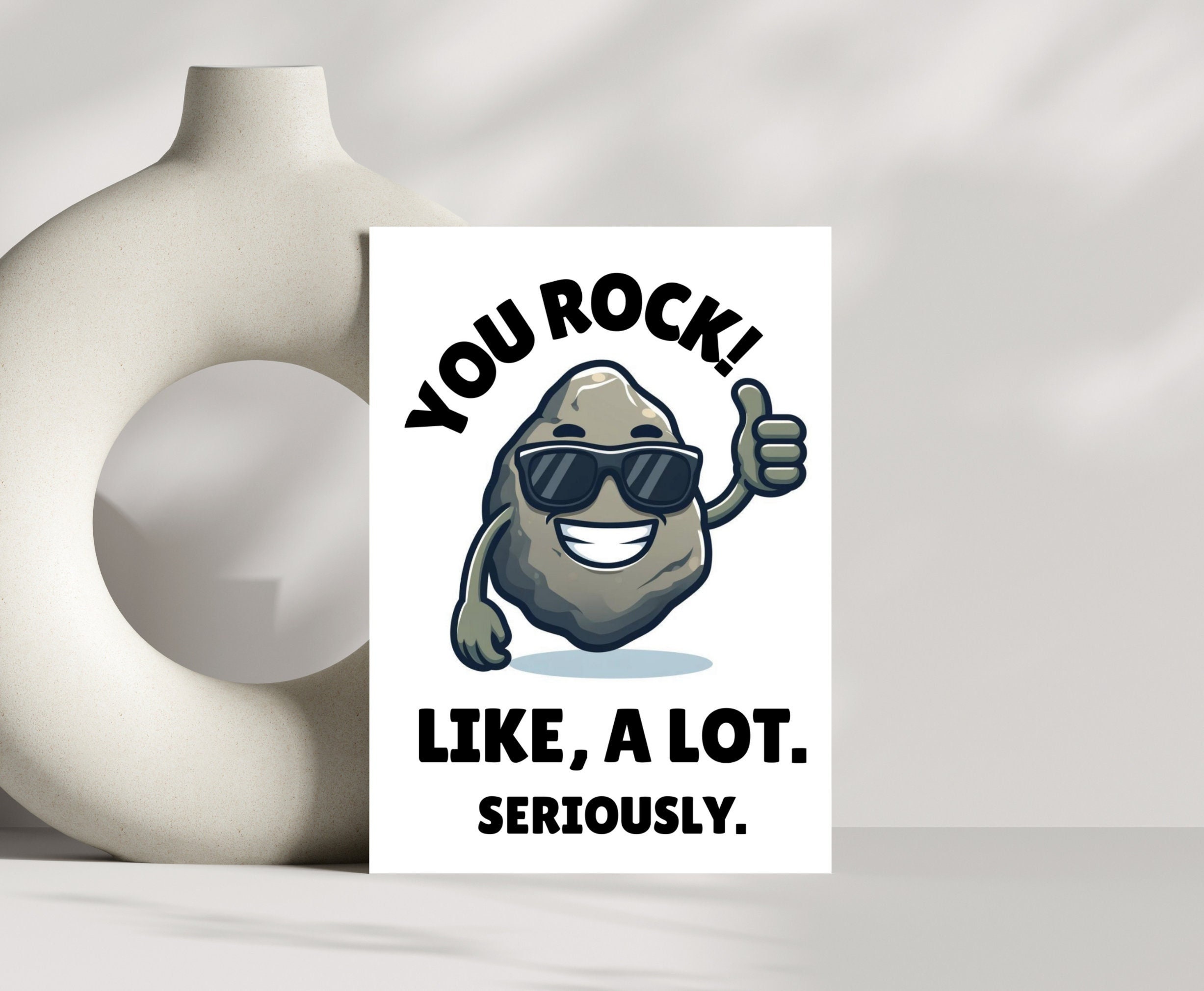 You Rock Greeting Card, Smiling Rock With Sunglasses, Digital Download ...