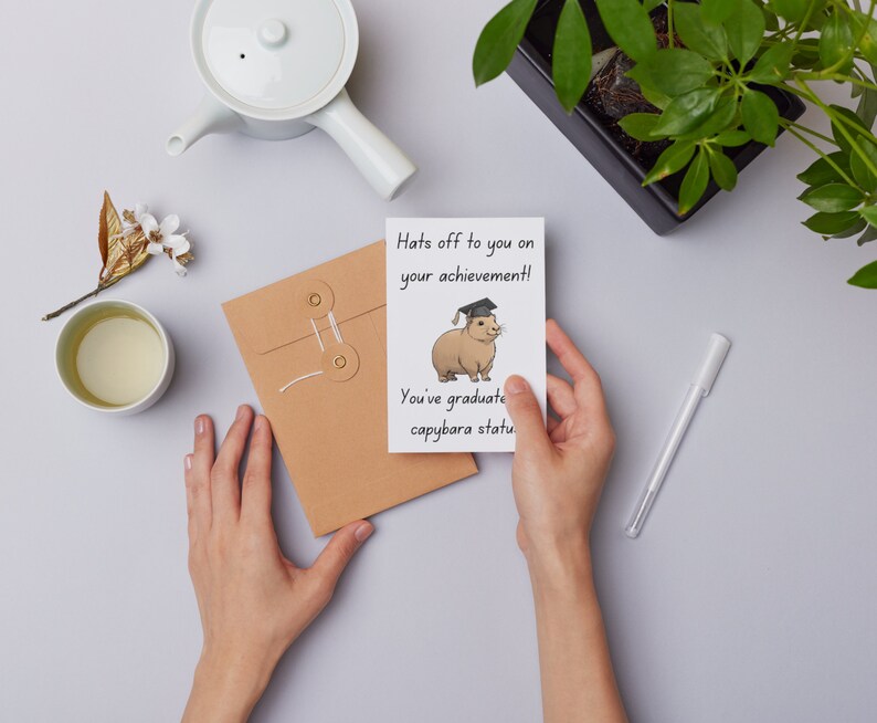 Capybara Graduation Card, Cute Capybara, Funny Grad Card, Printable ...