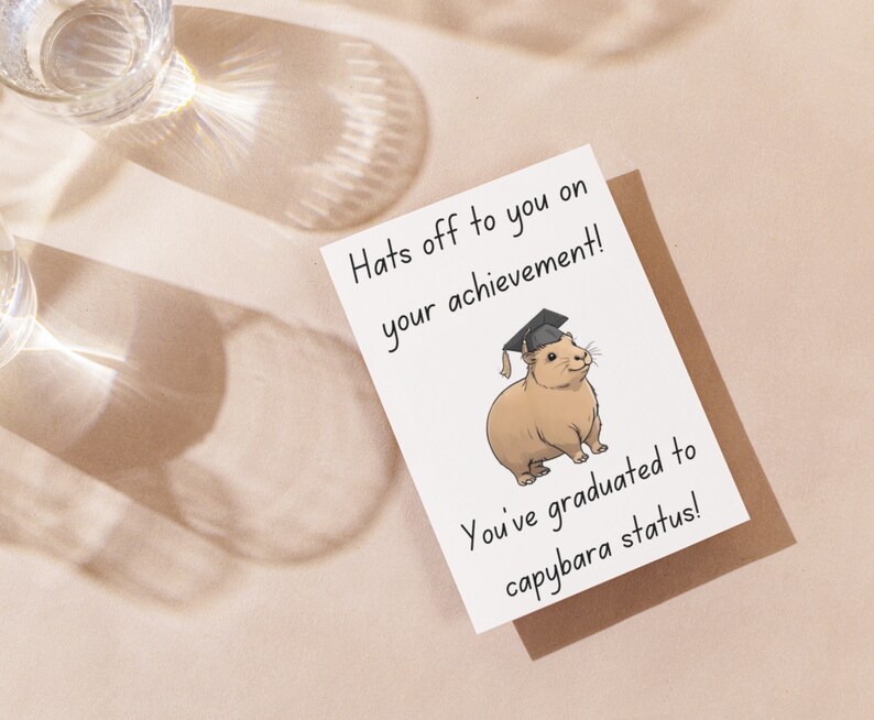 Capybara Graduation Card, Cute Capybara, Funny Grad Card, Printable ...