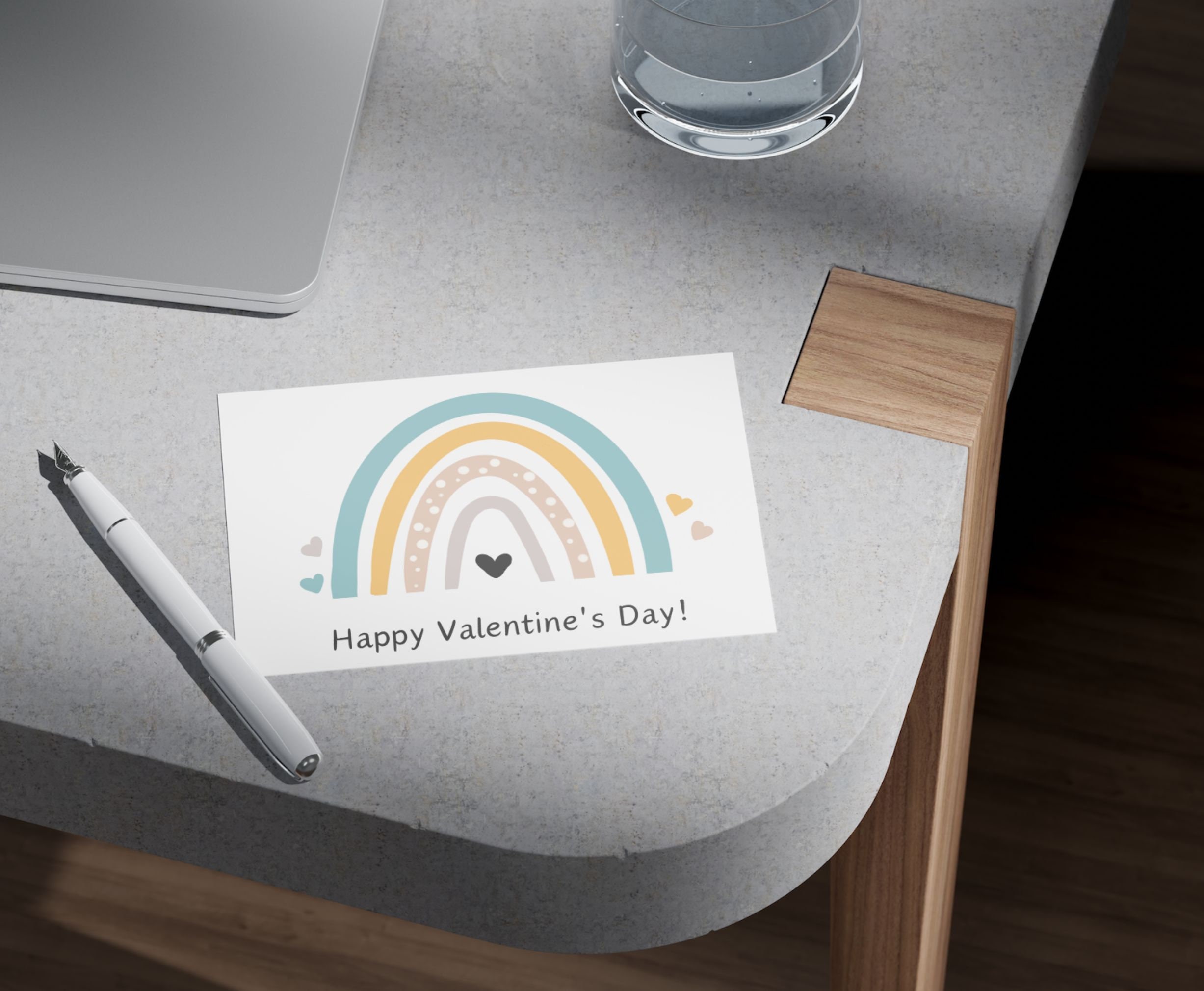 Printable Simple Rainbow Valentine's Day, Happy Valentine's Day Gift ...