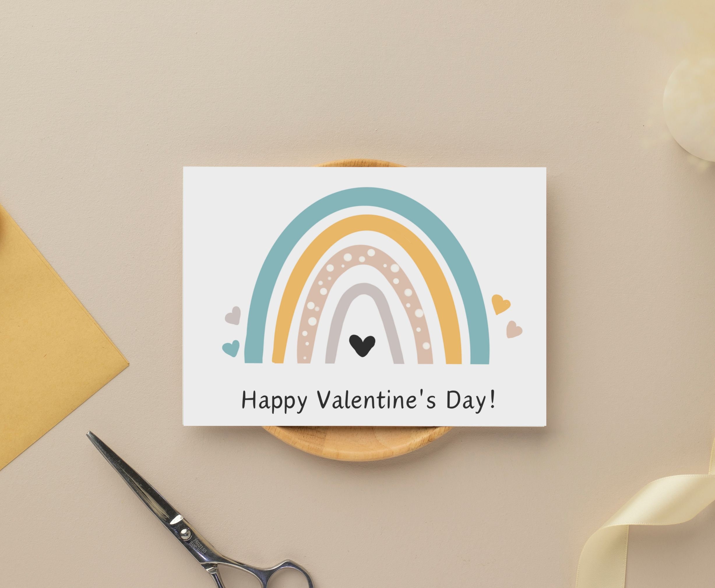 Printable Simple Rainbow Valentine's Day, Happy Valentine's Day Gift ...