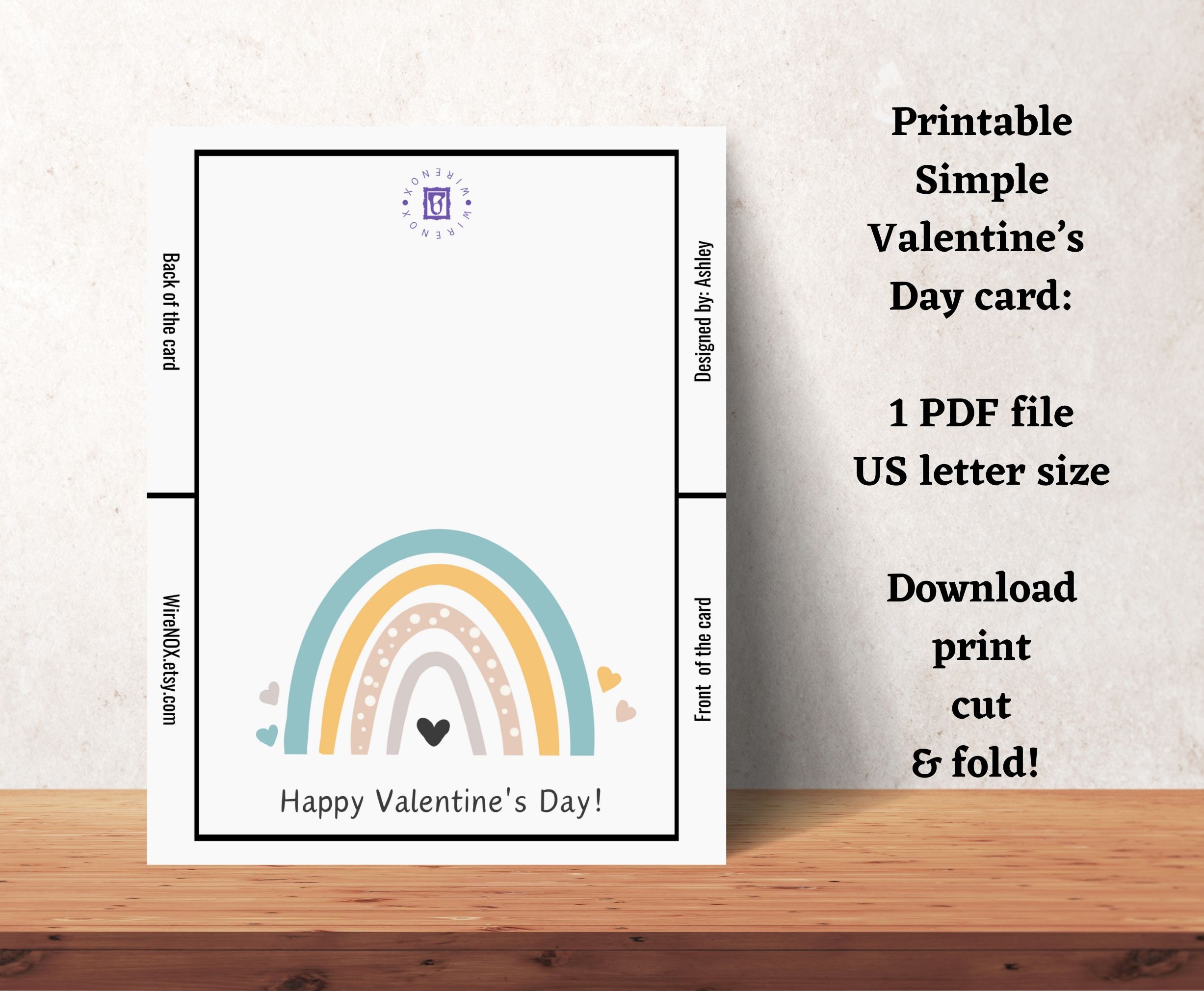 Printable Simple Rainbow Valentine's Day, Happy Valentine's Day Gift ...