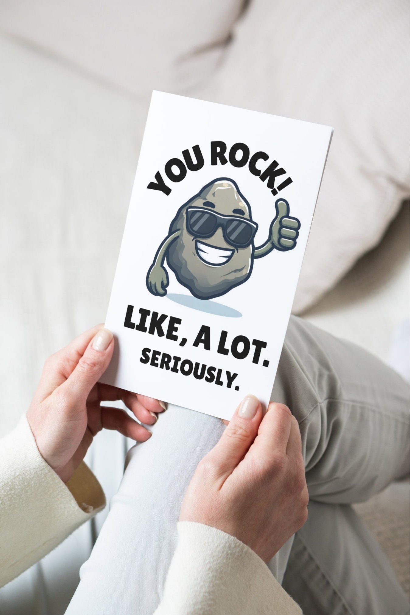 You Rock Greeting Card, Smiling Rock With Sunglasses, Digital Download ...