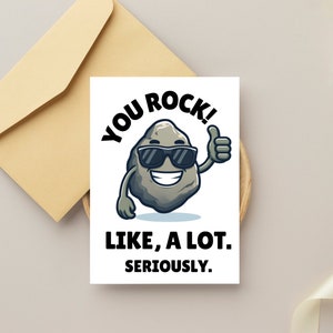 You Rock Greeting Card, Smiling Rock With Sunglasses, Digital Download ...