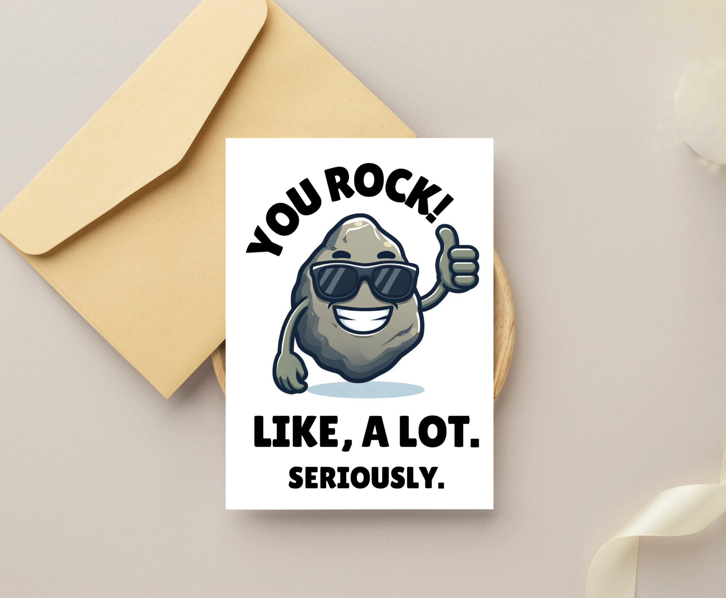 You Rock Greeting Card, Smiling Rock With Sunglasses, Digital Download ...