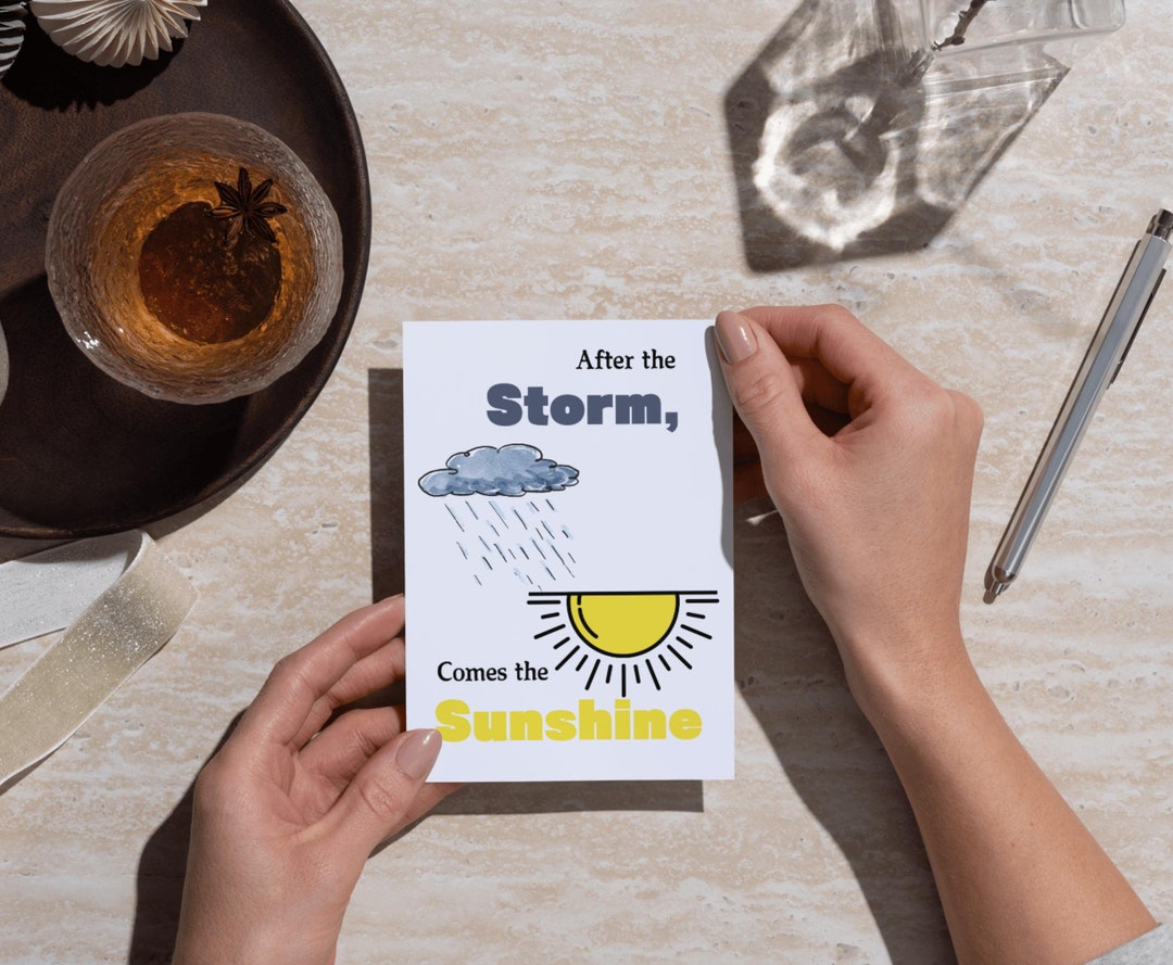 Printable Storm to Sunshine Card, Storm and Sun Emoji, Greeting Card ...