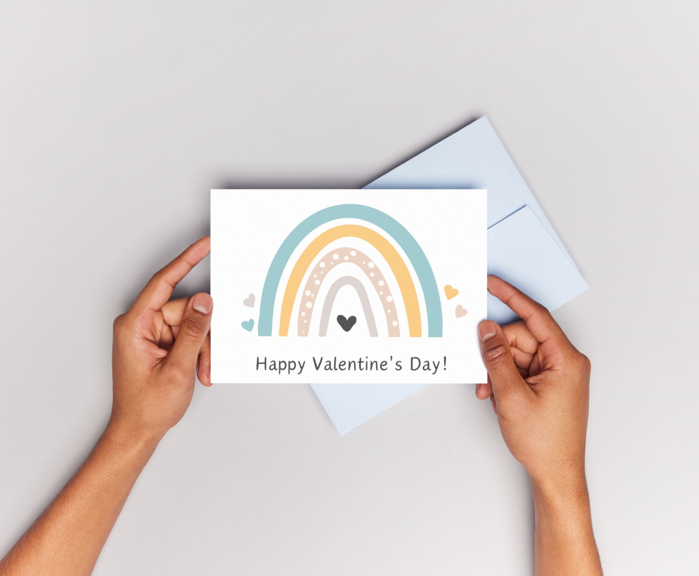 Printable Simple Rainbow Valentine's Day, Happy Valentine's Day Gift ...