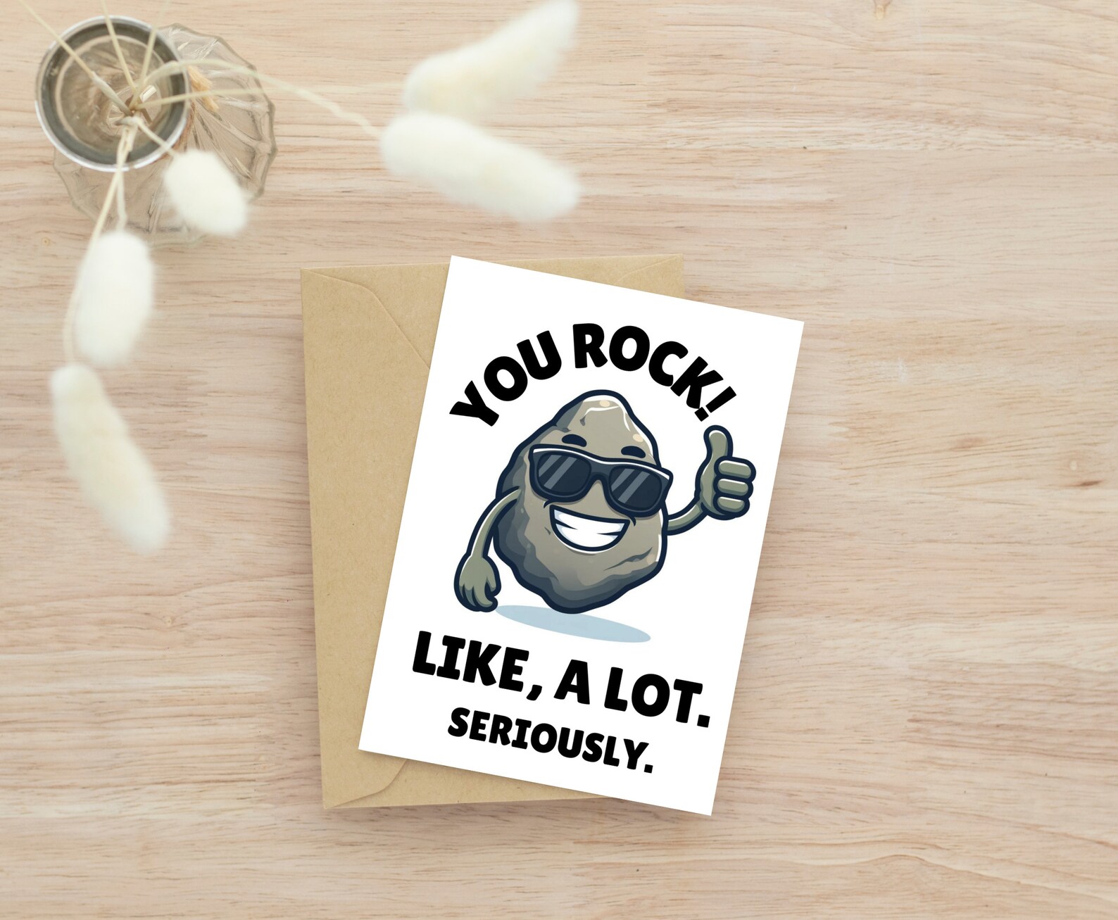 You Rock Greeting Card, Smiling Rock With Sunglasses, Digital Download ...