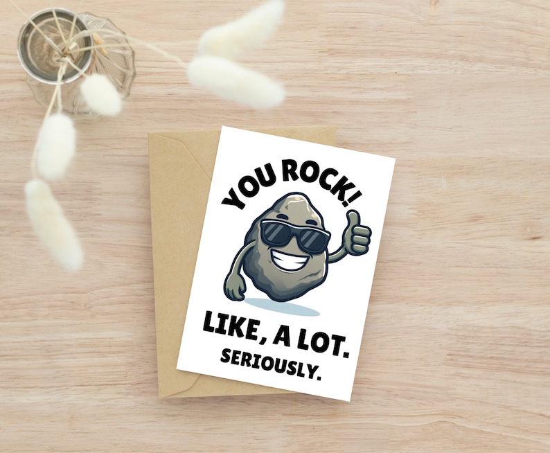 You Rock Greeting Card, Smiling Rock With Sunglasses, Digital Download ...