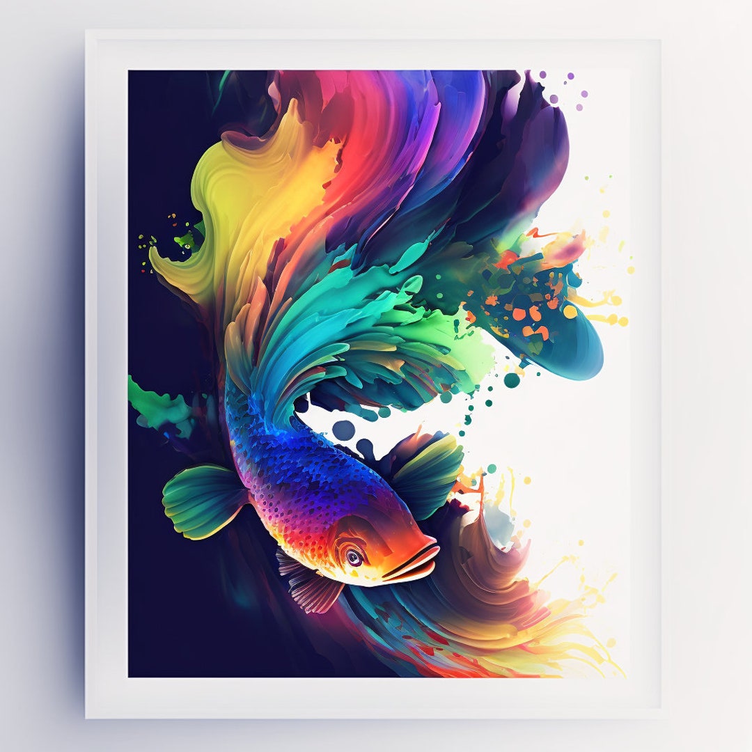 Beautiful Koi Fish Digital Print/poster Bright, Vibrant and Serene Wall ...