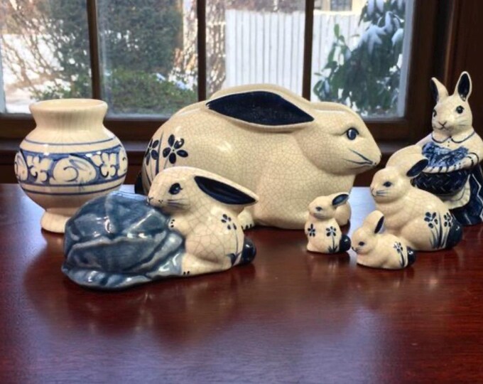 Lot of 4 Dedham Pottery Potting Shed Candle Sticks Pitcher Planter ...