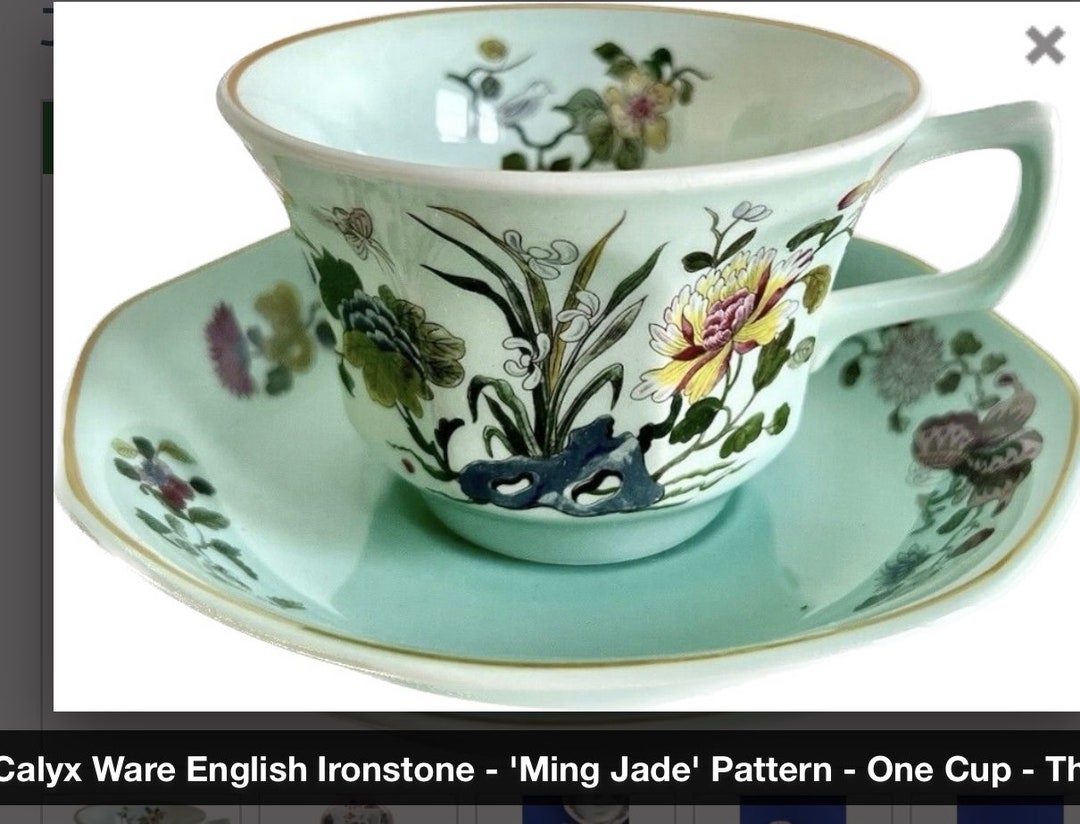 Cup and Saucer Adams Calyx Ware English Ironstone - "ming Jade" - Etsy