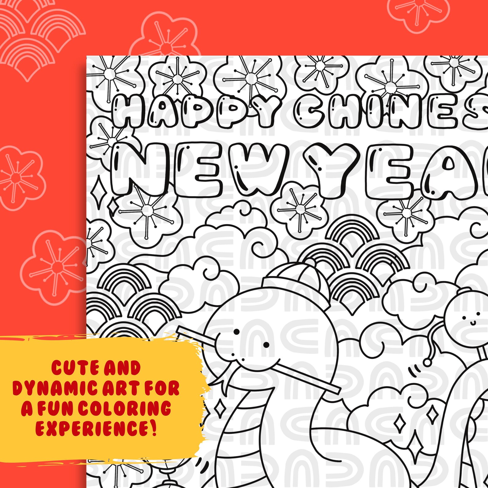 Chinese New Year Coloring Page, Lunar New Year Coloring Page, Children ...