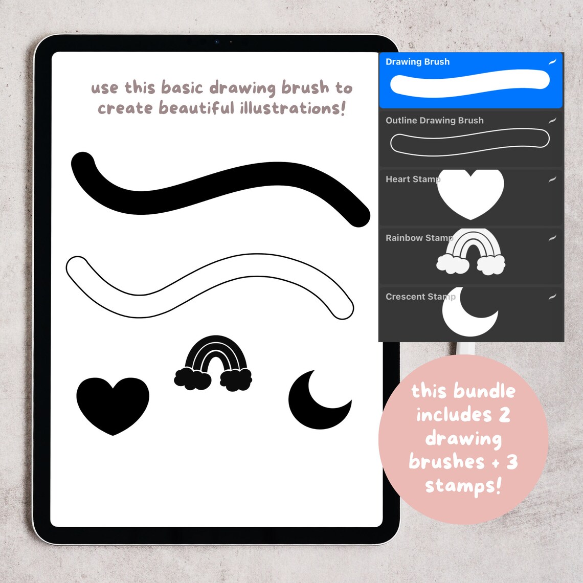 Solid Smooth Crisp Basic Round Brush, Procreate Drawing Brush ...