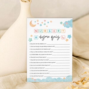 Guess the Nursery Rhyme Game, Printable Baby Shower Game, Moon and Star ...