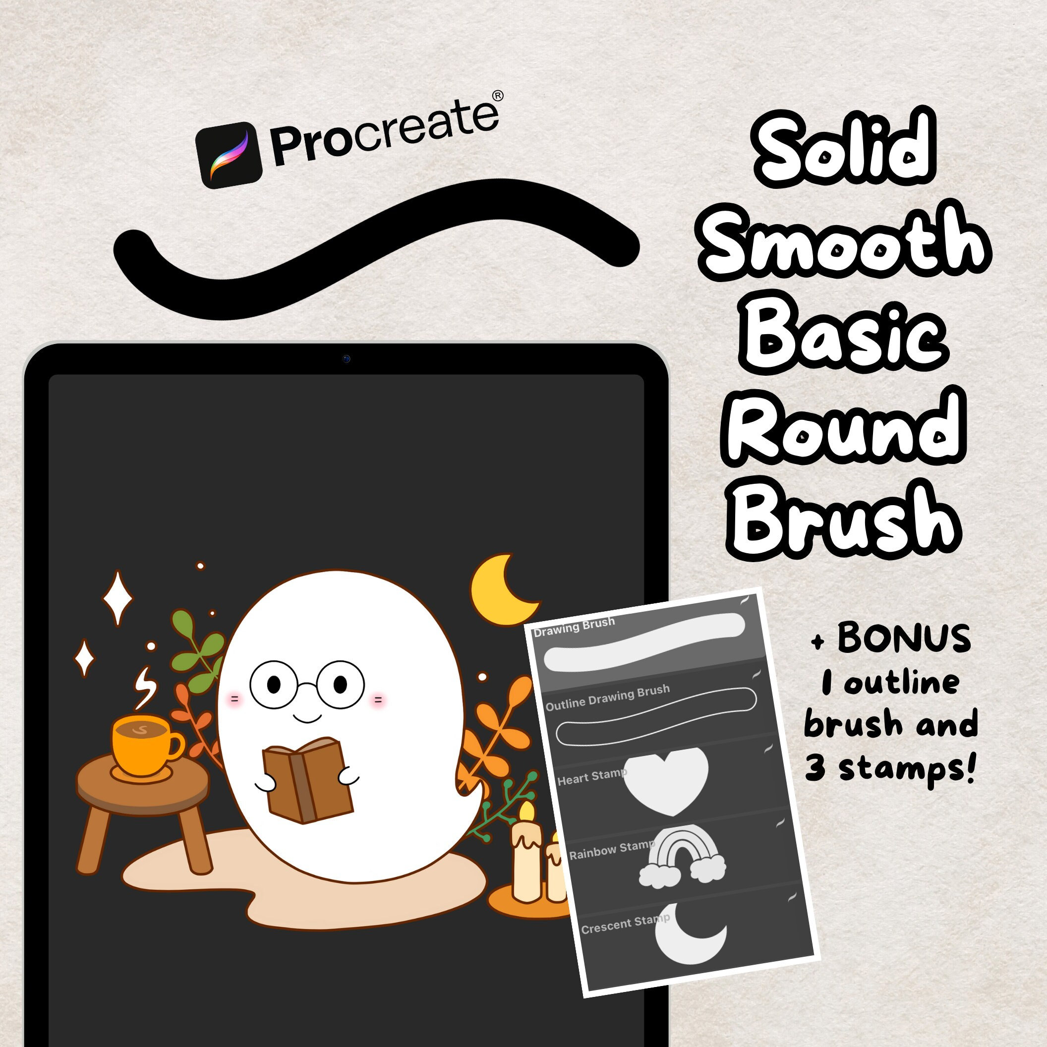 Solid Smooth Crisp Basic Round Brush, Procreate Drawing Brush ...