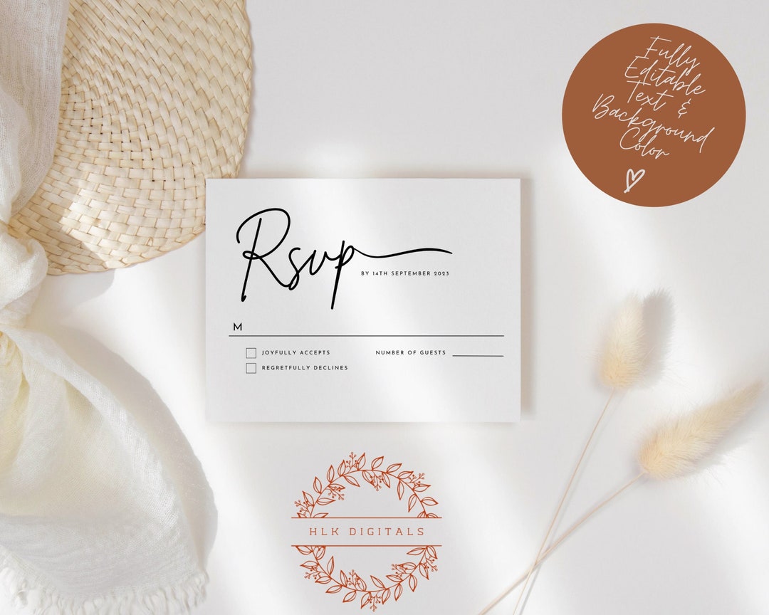 Modern RSVP Card | Minimalist Wedding Response Card | Wedding Insert ...