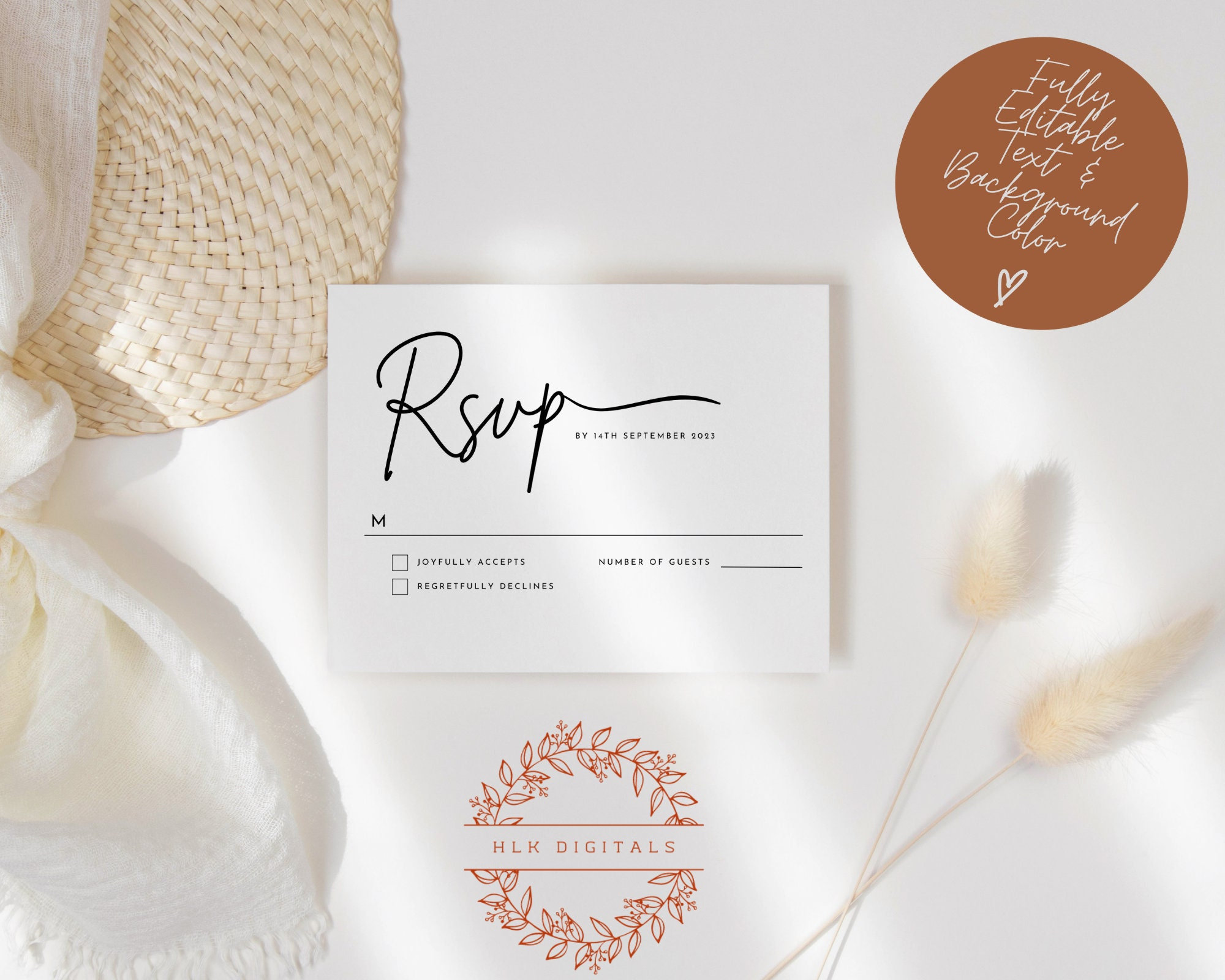 Modern RSVP Card | Minimalist Wedding Response Card | Wedding Insert ...