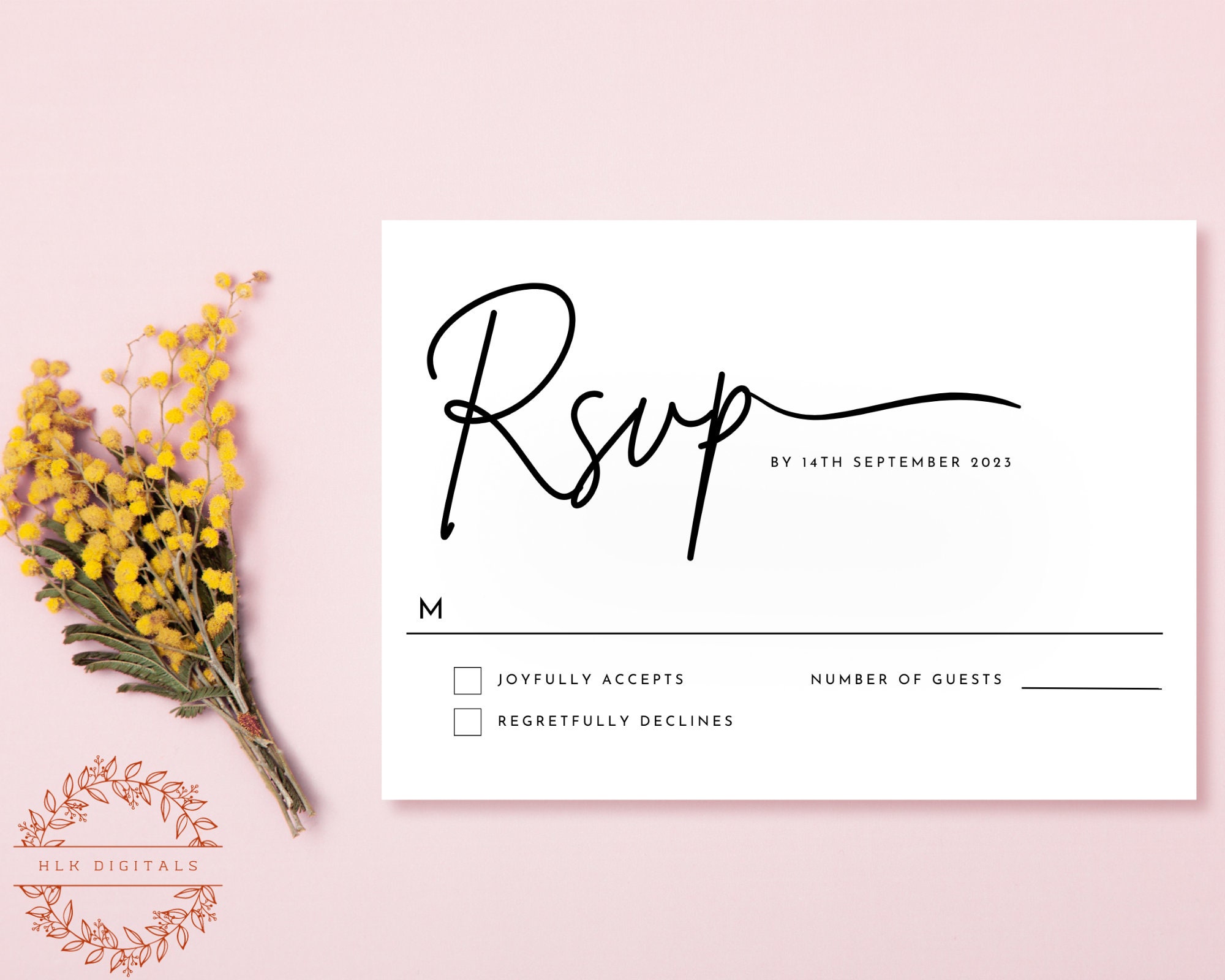 Modern RSVP Card | Minimalist Wedding Response Card | Wedding Insert ...