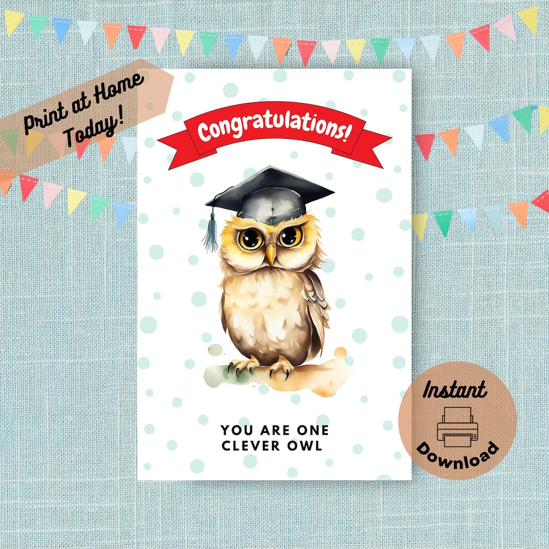 Printable Owl Graduation Card, Funny Owl Graduation, Instant Download ...