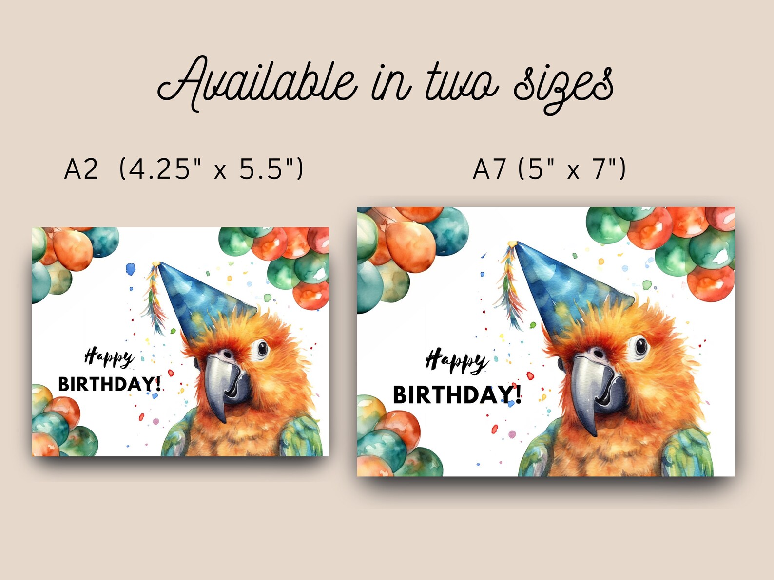 Parrot Birthday Card, Happy Birthday Party Hat, Macaw Bird Gift ...