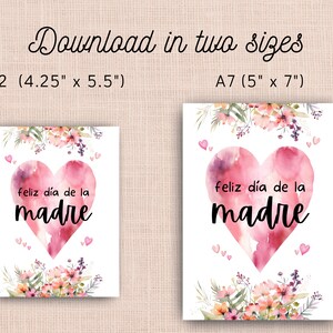 Printable Mother’s Day Card in Spanish, Feliz Día De La Madre, Instant ...