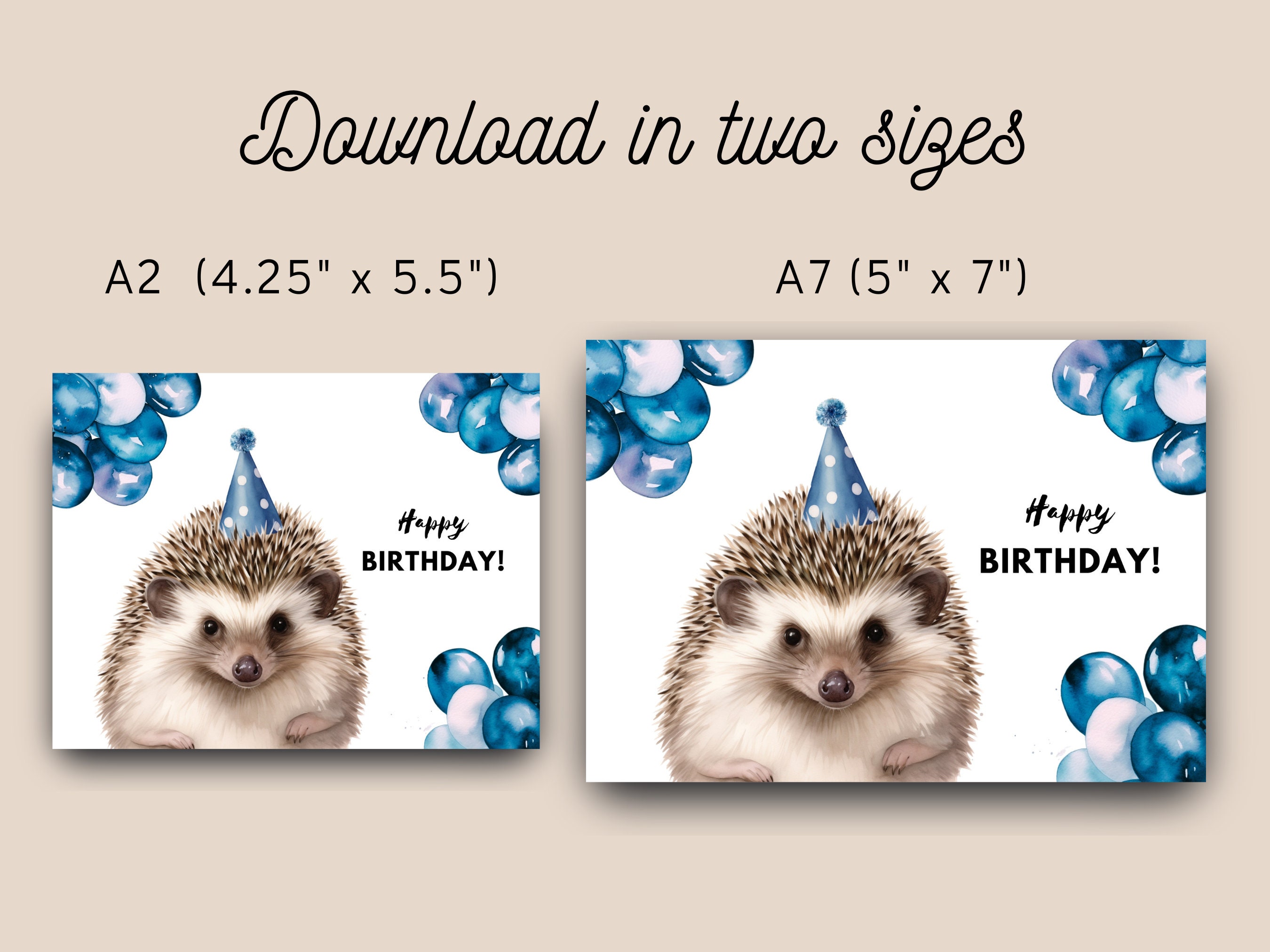 Printable Hedgehog Birthday Card Instant Download Print at - Etsy