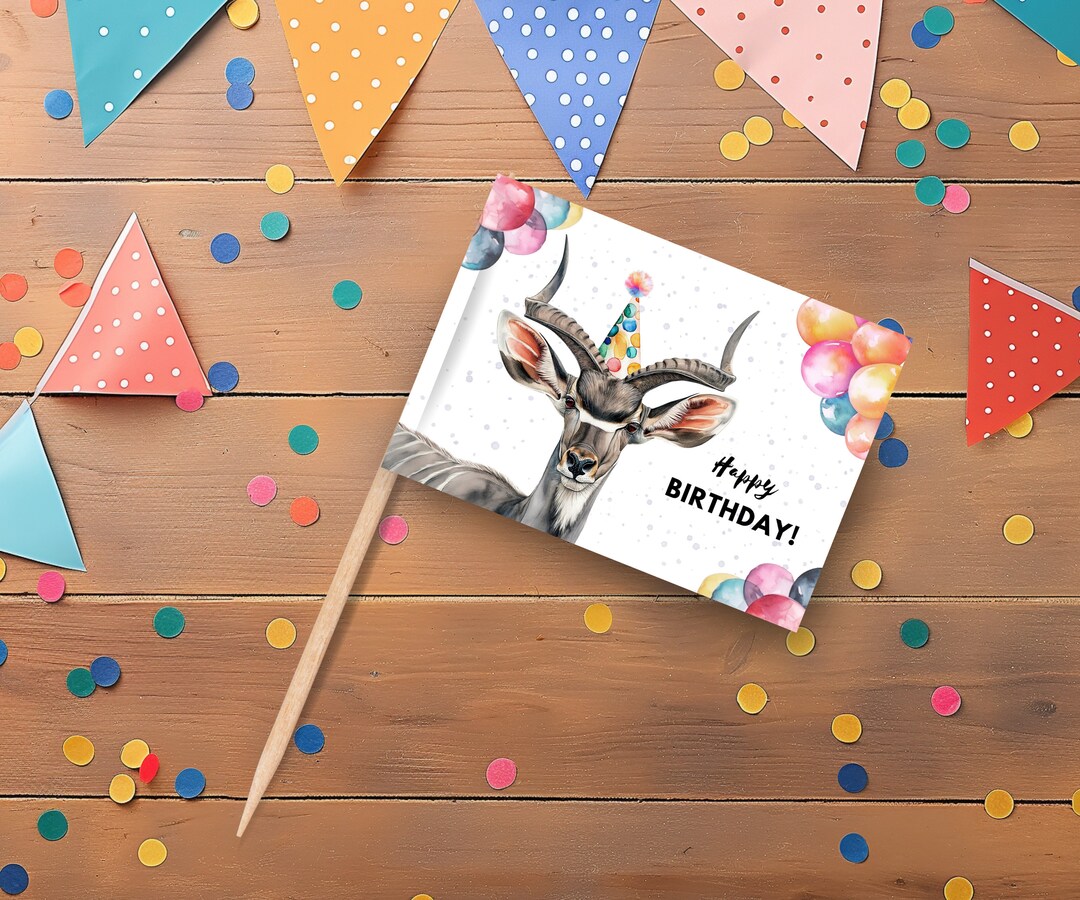 Printable Antelope Birthday Cupcake Topper, Instant Download Print at ...