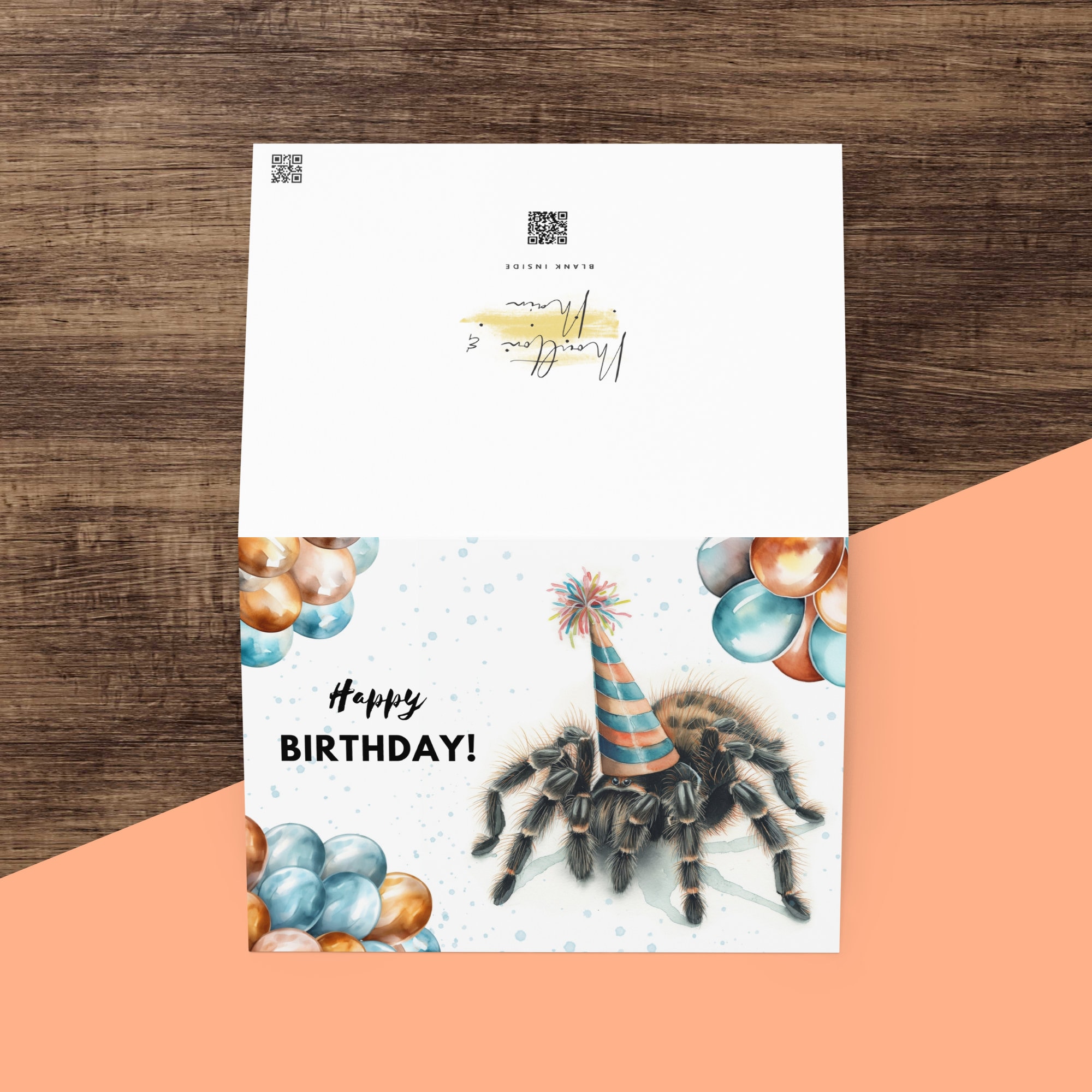 Tarantula Birthday Card, Happy Birthday Party Hat and Balloons ...
