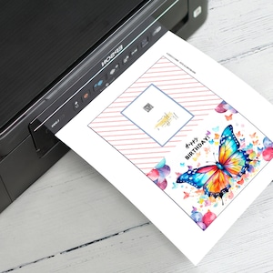 Printable Butterfly Birthday Card, Instant Digital Download Print at ...