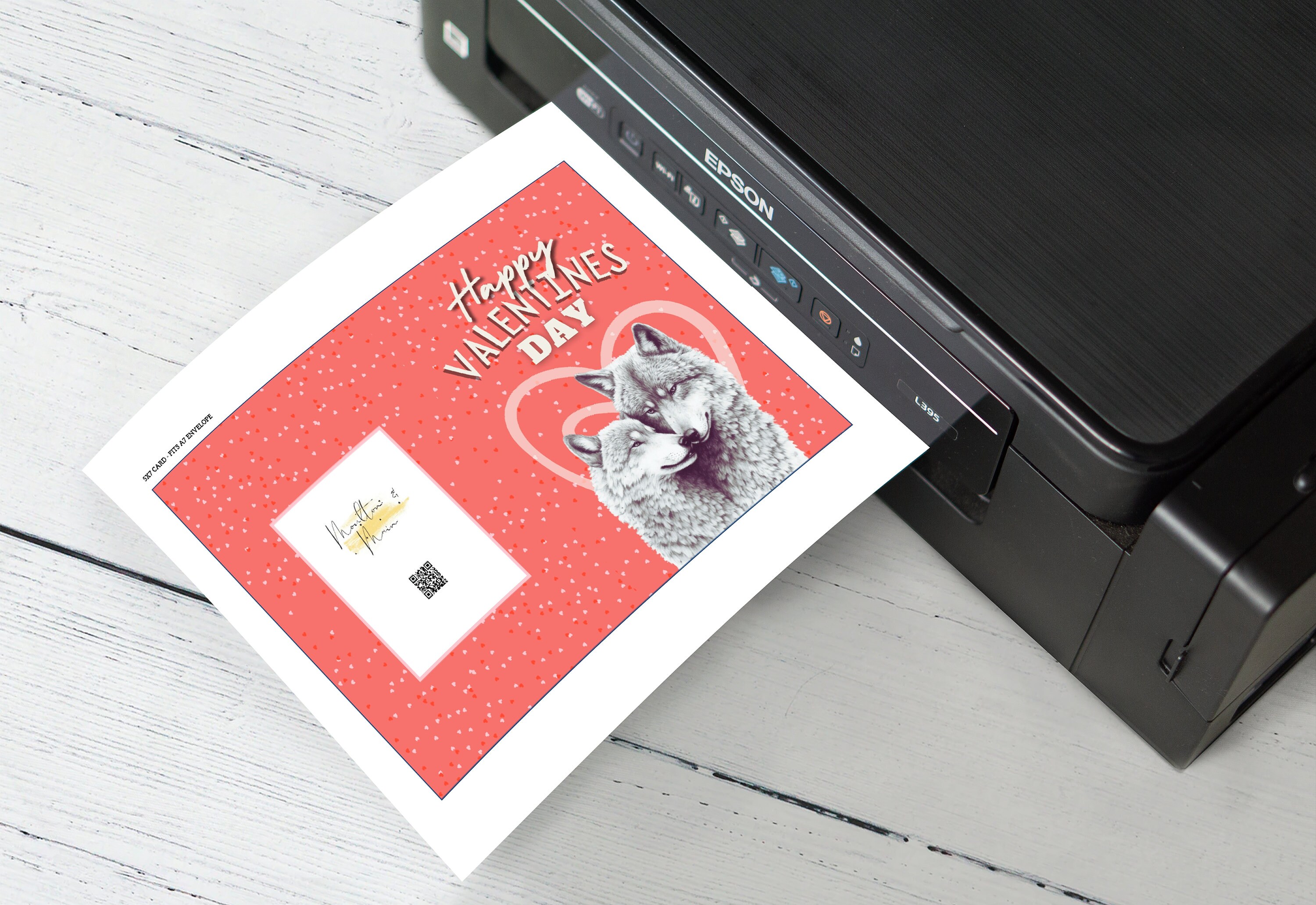 Printable Wolf Valentine Card, Instant Download, Print at Home Card ...
