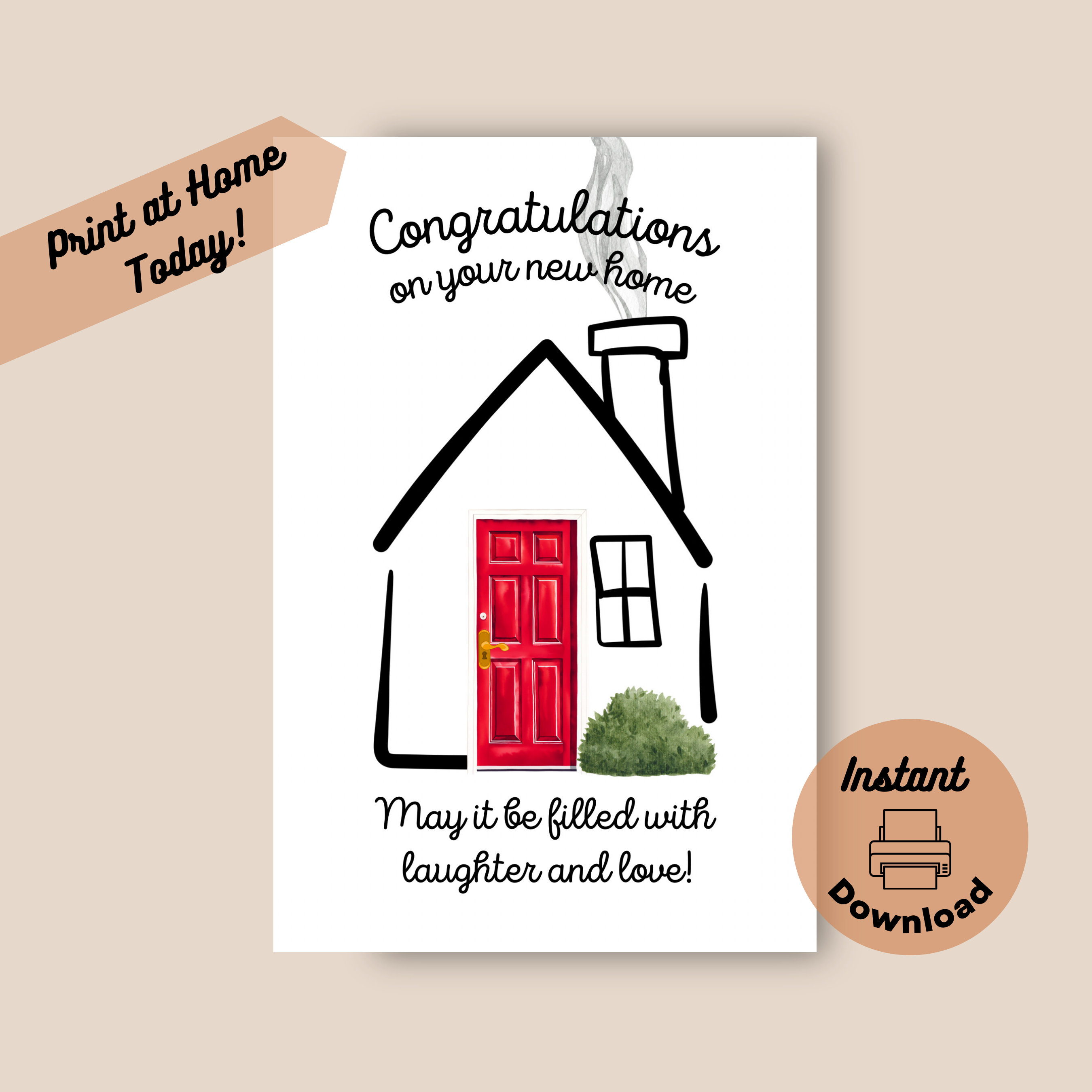 Printable New Home Congratulations Card Instant Download - Etsy