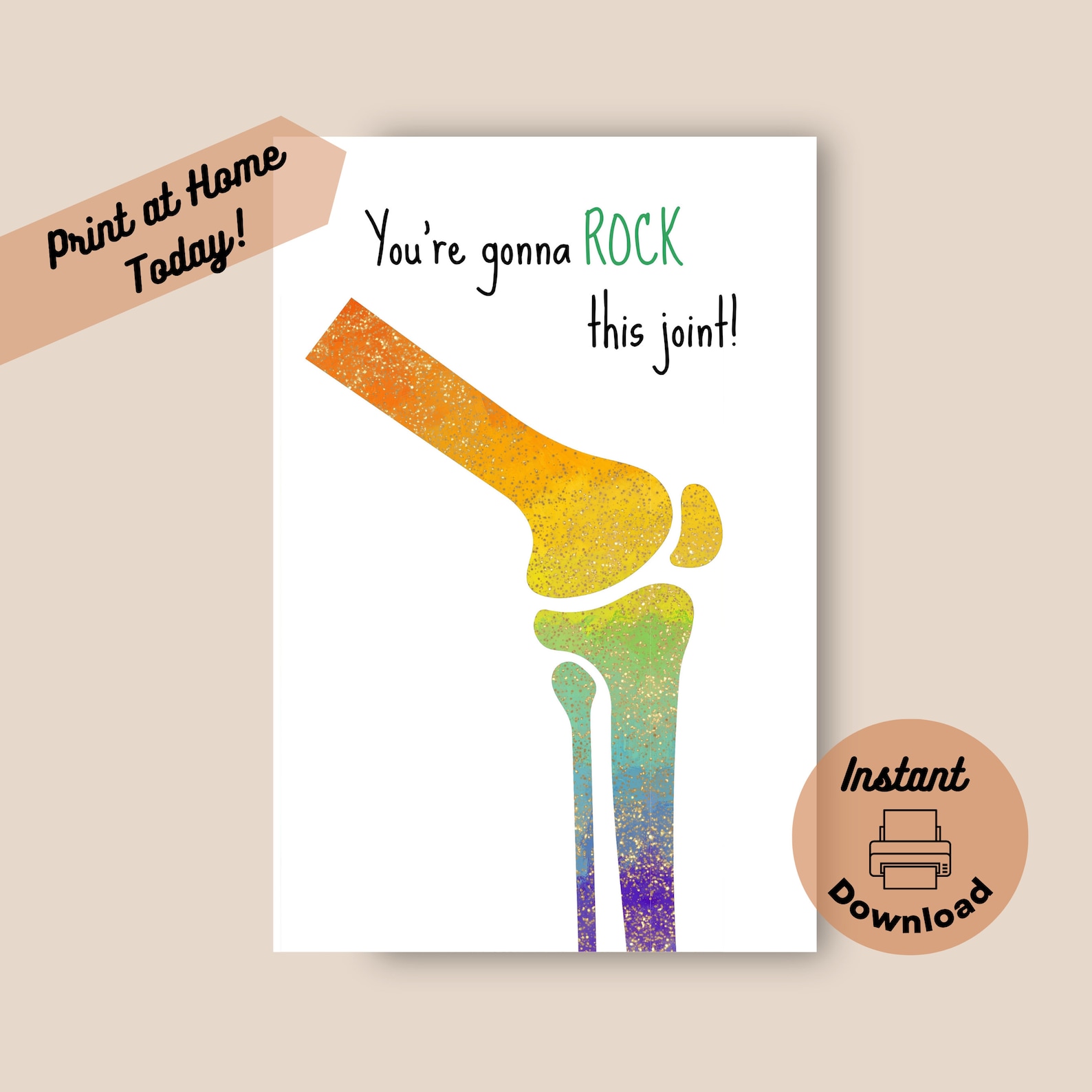 Printable Knee Surgery Card Instant Download Print at Home - Etsy