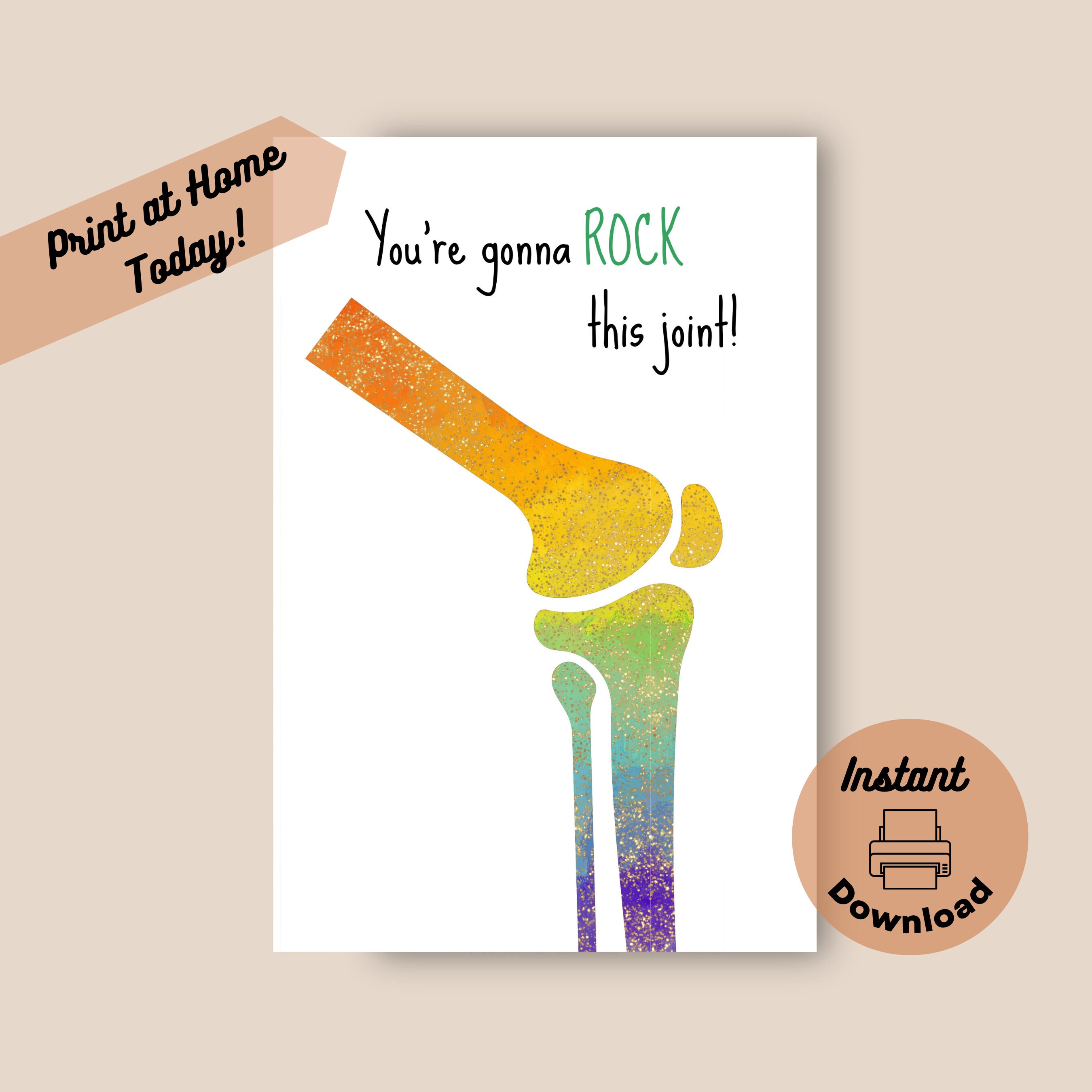 Printable Knee Surgery Card Instant Download Print at Home - Etsy