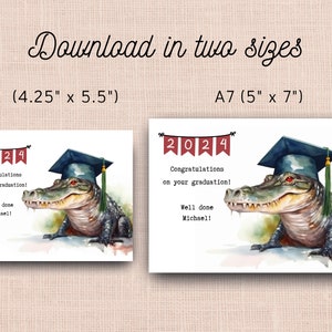 Printable Personalized Alligator Graduation Card, Print at Home ...