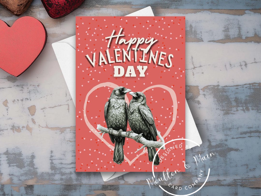 Crow Valentine Card, Happy Valentine's Day, Crow Valentines Day Card ...