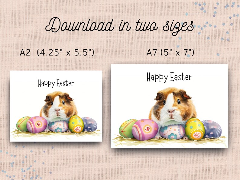 Printable Guinea Pig Easter Card, Instant Download Print at Home Easter ...