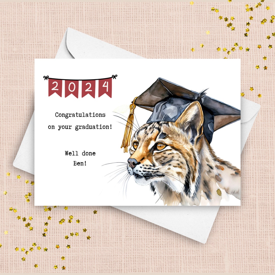 Personalized Wildcat Graduation Card, Custom School Owl Mascot 2024 ...
