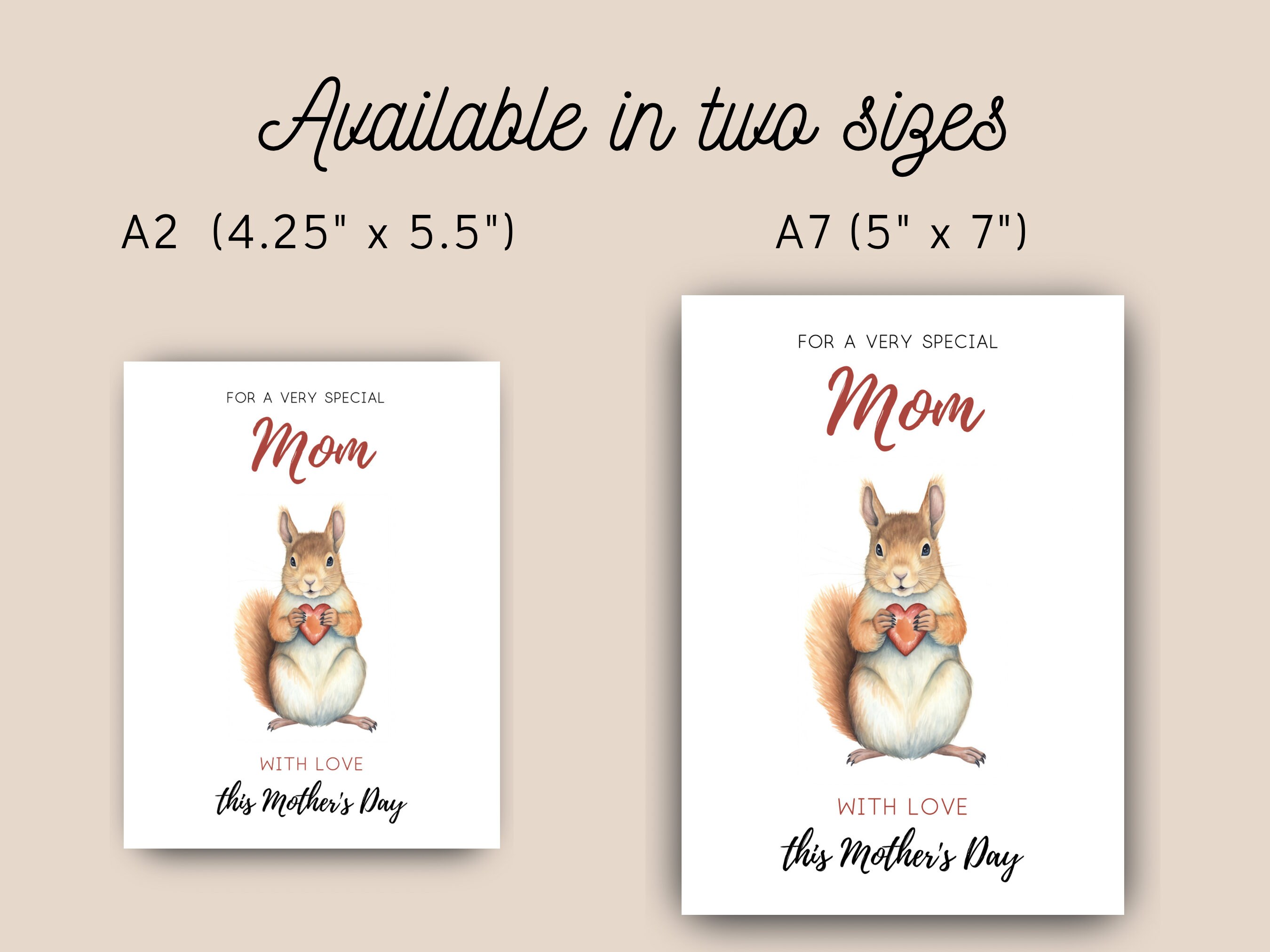 Squirrel Mother's Day Card, Cute Squirrel Greeting Card, Squirrel Mom ...