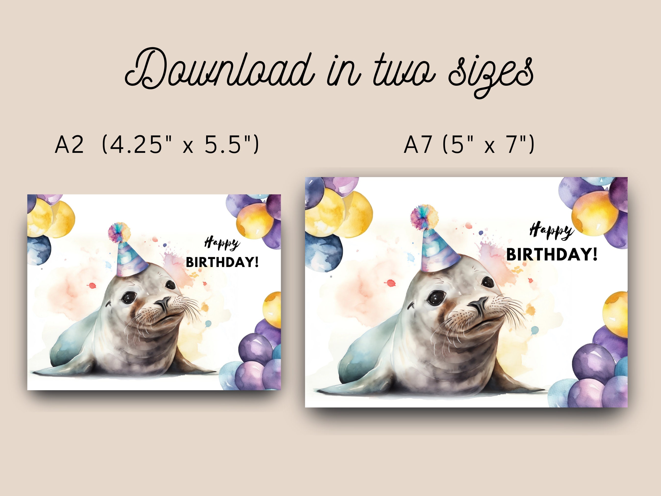 Printable Seal Birthday Card Instant Download Print at Home - Etsy