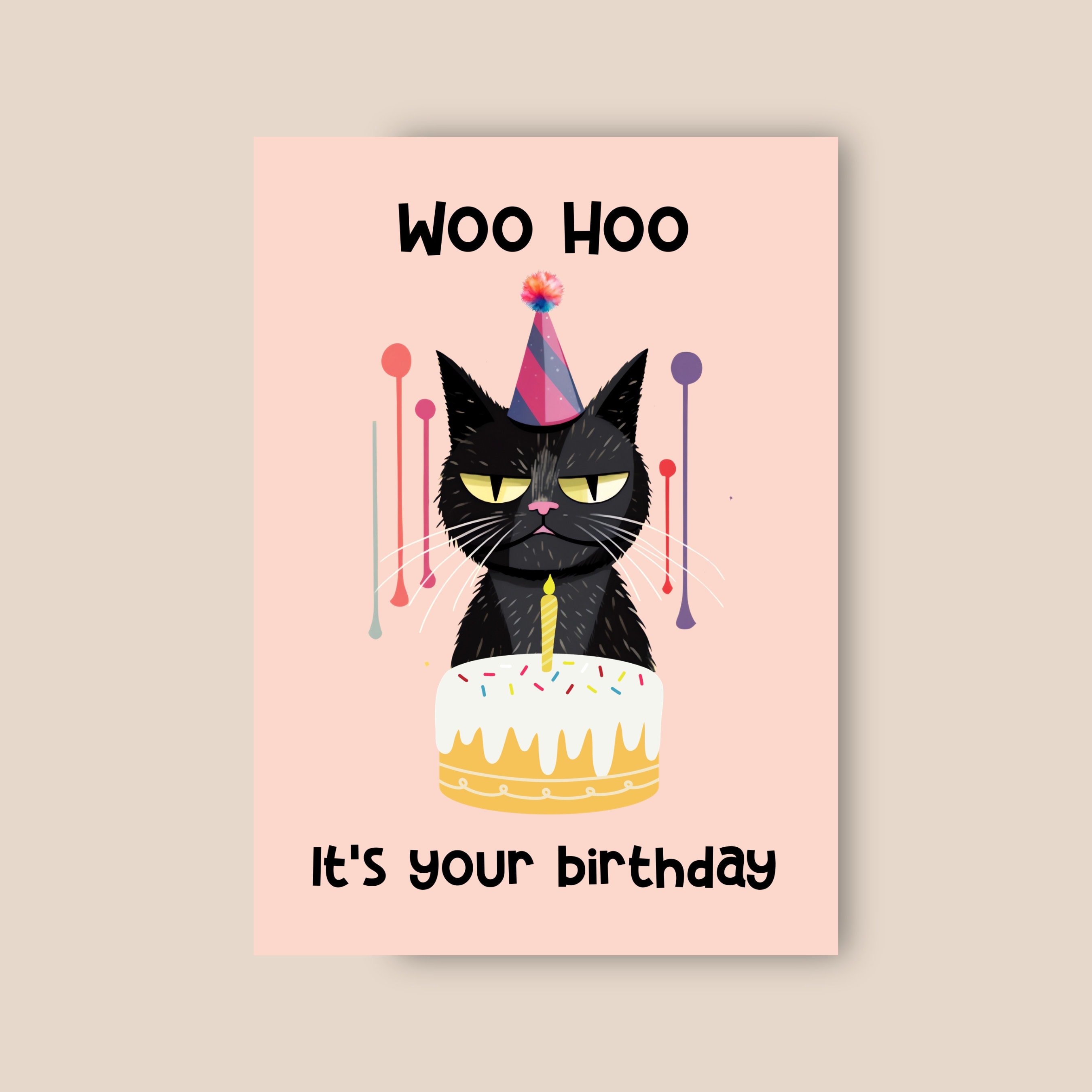 Sarcastic Cat Birthday Card, Black Cat Birthday Card, Funny Birthday ...