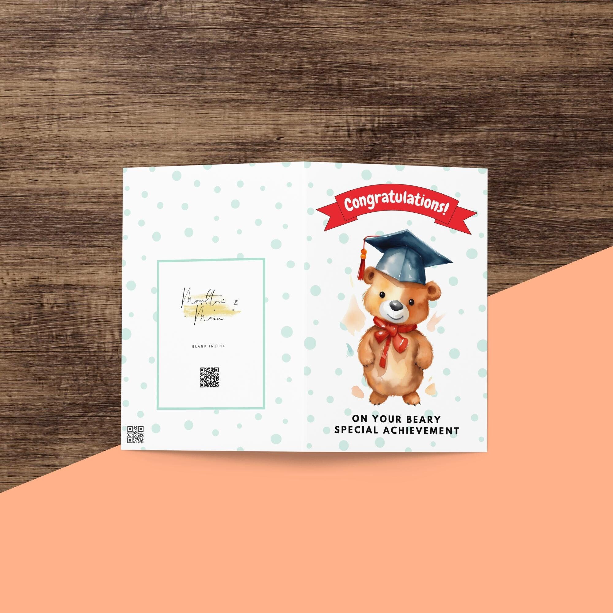 Printable Bear Graduation Card, Funny Bear Graduation, Instant Download ...