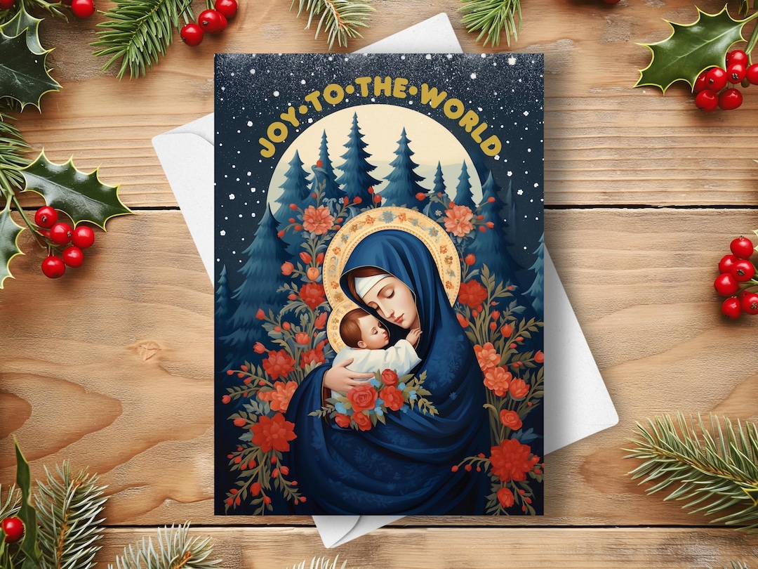 Mary and Baby Jesus Christmas Card, Madonna and Child, Religious ...