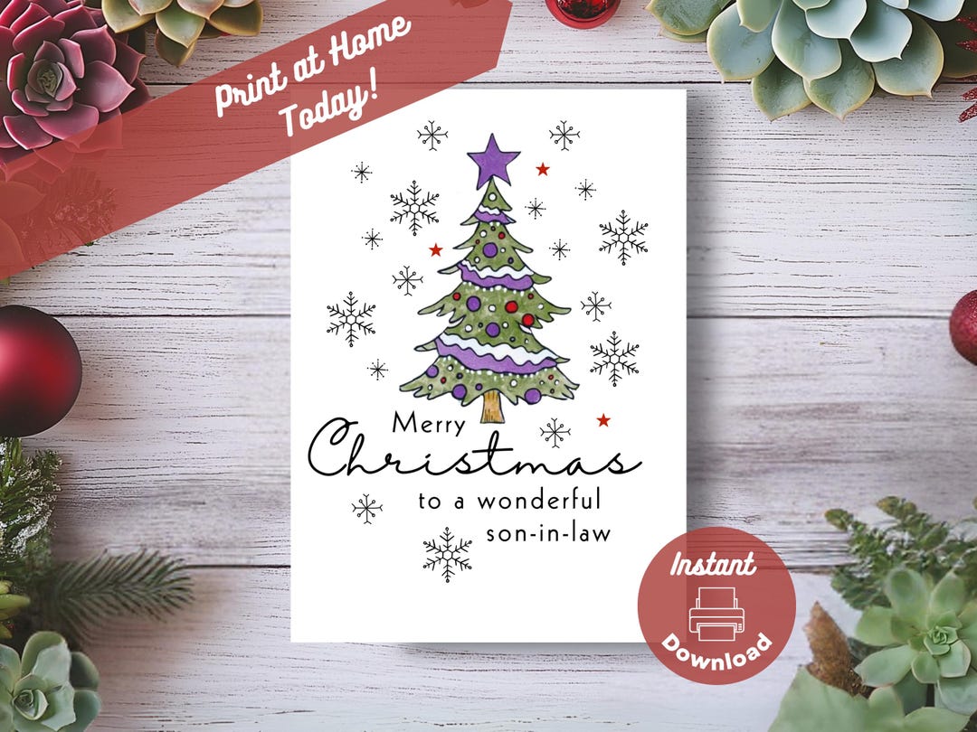 Printable Son-in-law Christmas Card, Instant Digital Download Print at ...
