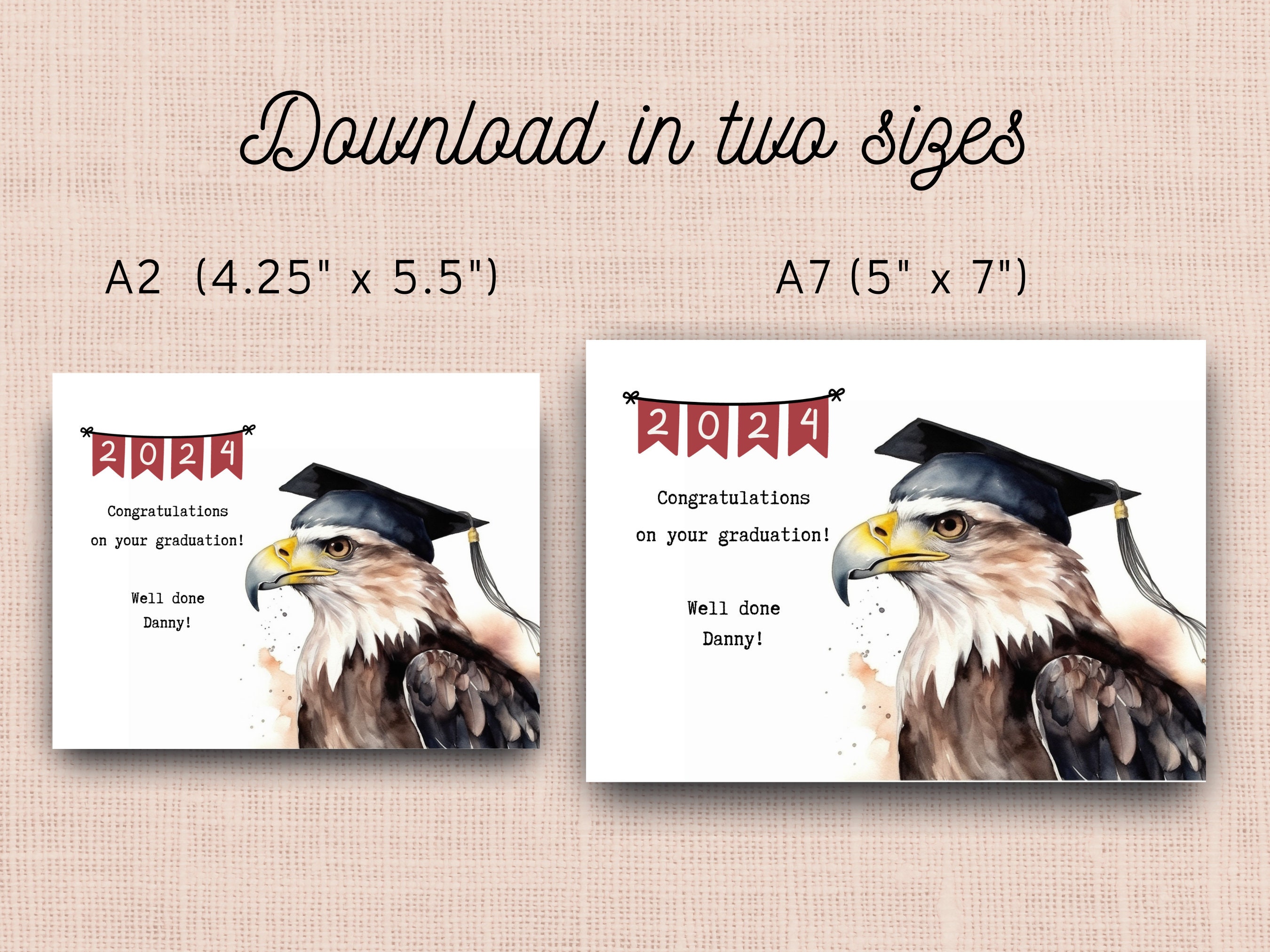 Printable Personalized Eagle Graduation Card, Print at Home Editable ...