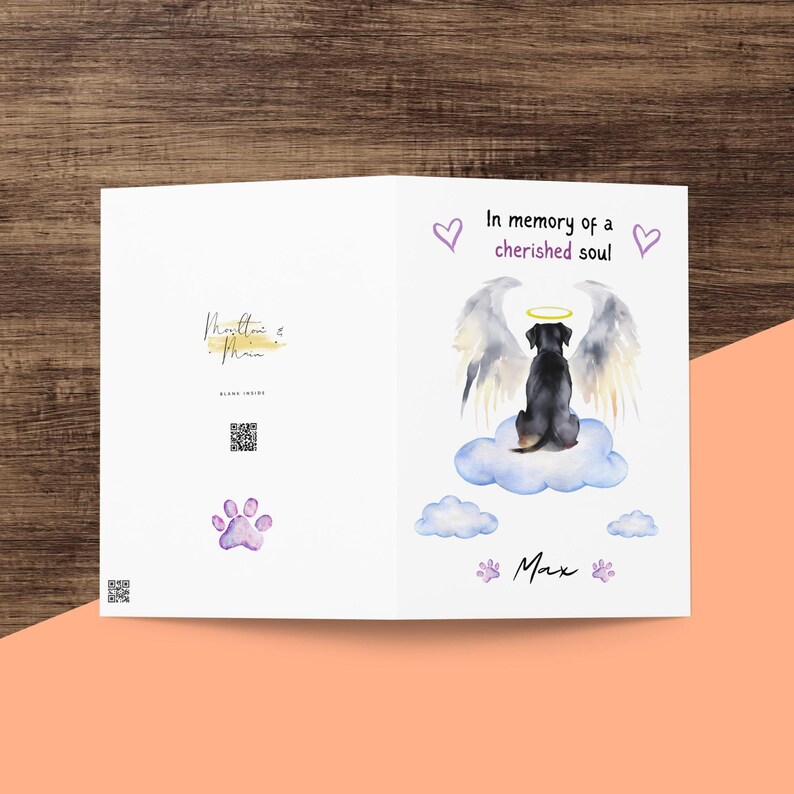 Dog Sympathy Card, Personalized With Name, Loss of Pet Dog, Angel ...