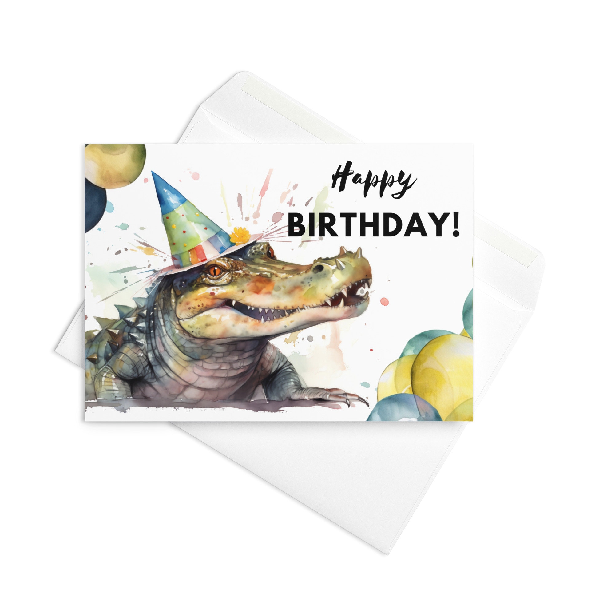Alligator Birthday Card With Party Hat, Happy Birthday, Alligator Gift ...