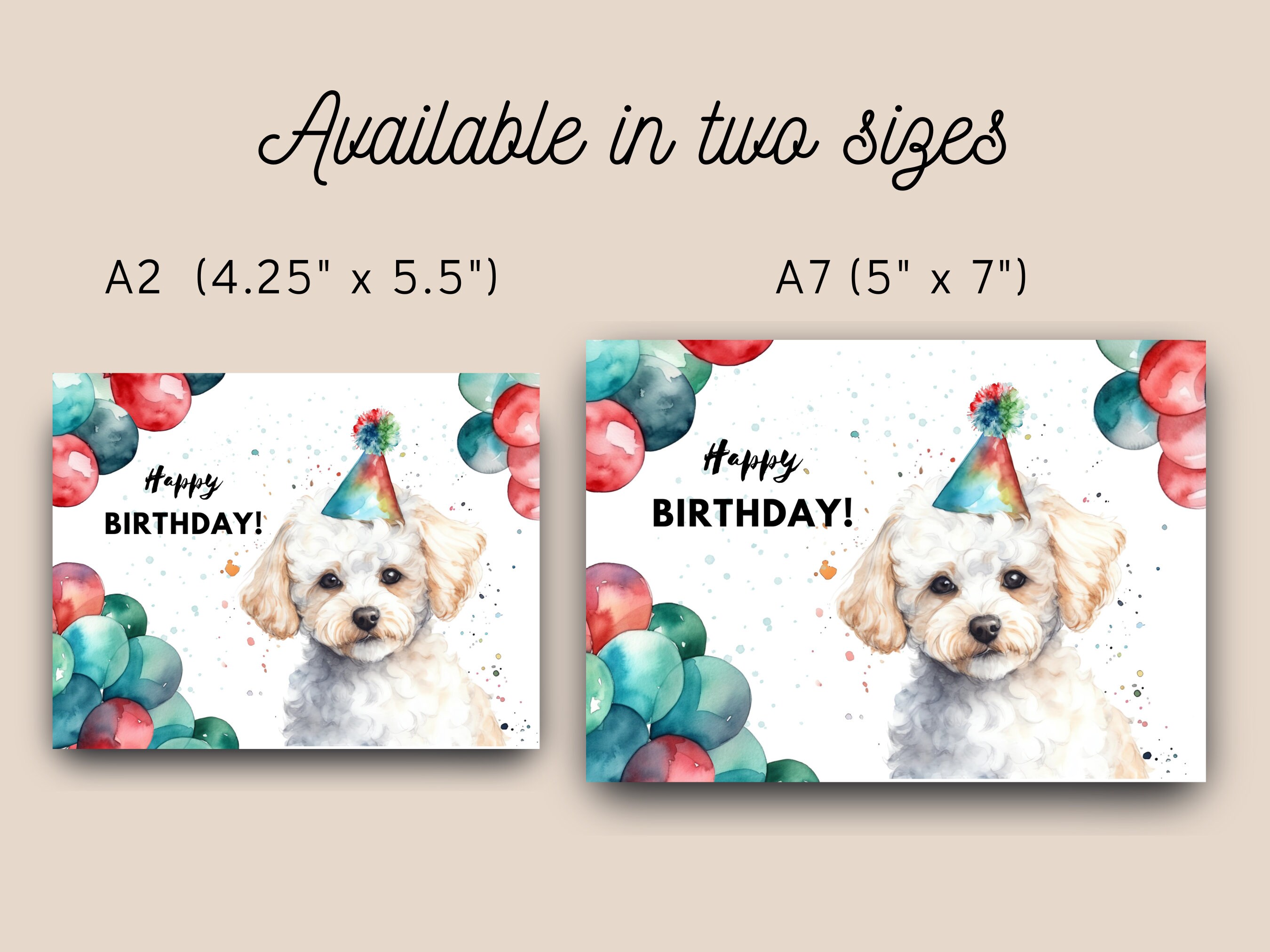 Bichon Frise Birthday Card, Happy Birthday Party Hat and Balloons ...